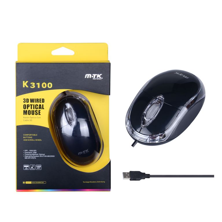 Mouse M-Tk K3100 Optico 3D Usb Negro - D'Ricco.com